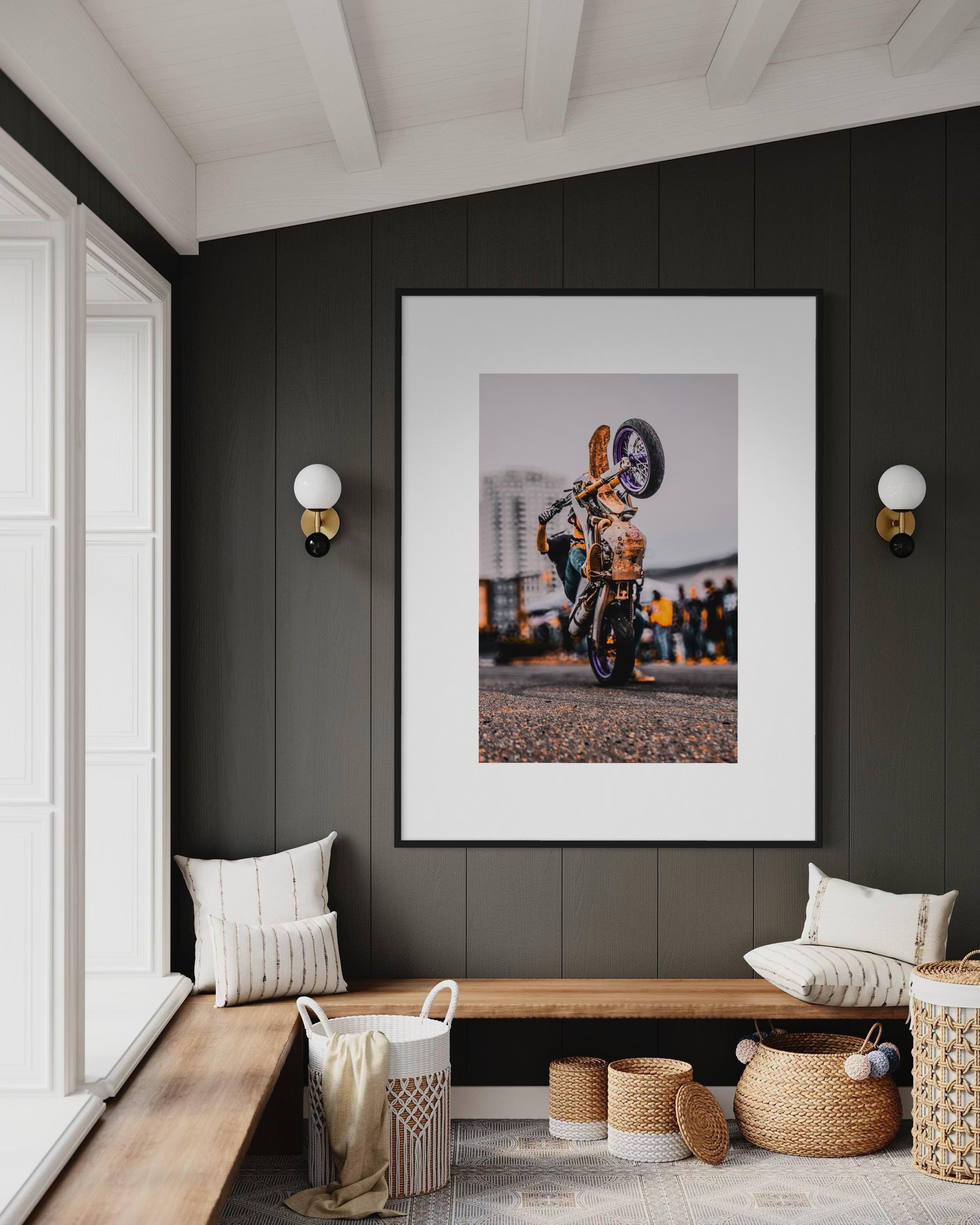 Fine Art Print - Purple Motocross Wall Art, Motorcycle Wheelie, Dirt B ...